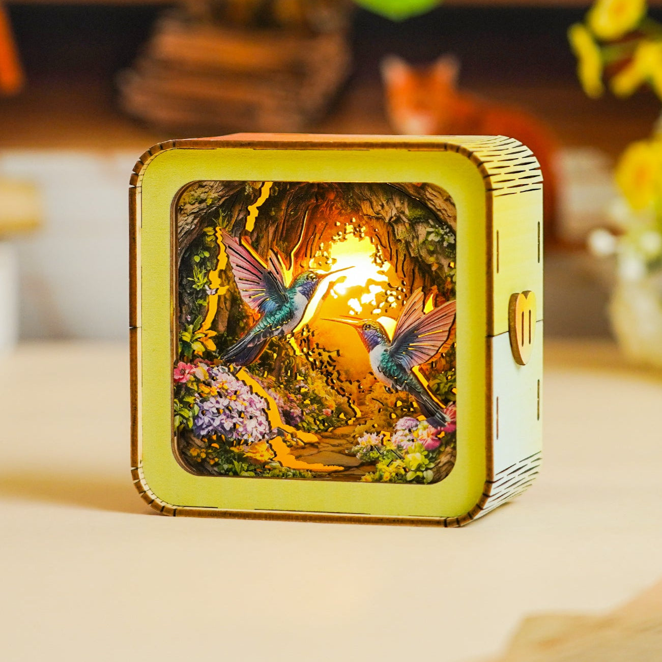Hummingbird in the Flowers 3D Wooden Puzzle Night Light, DIY kits for ...