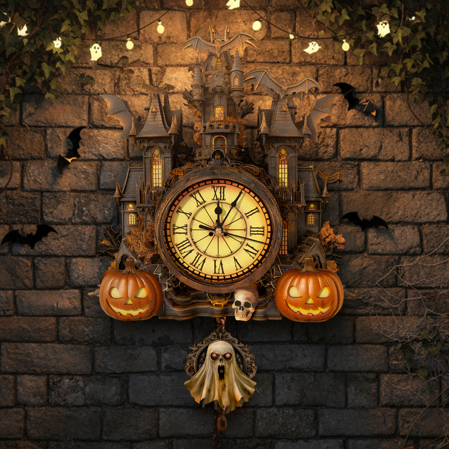 Halloween Castle DIY Wooden Clock Kit – 3D Wood Puzzle for Adults ...