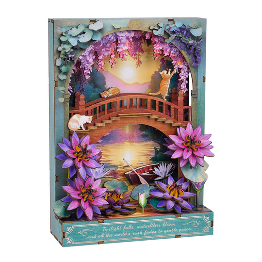 Twilight Waterlily 3D Wooden Puzzle Painting, DIY Wall Art Craft Kit w ...