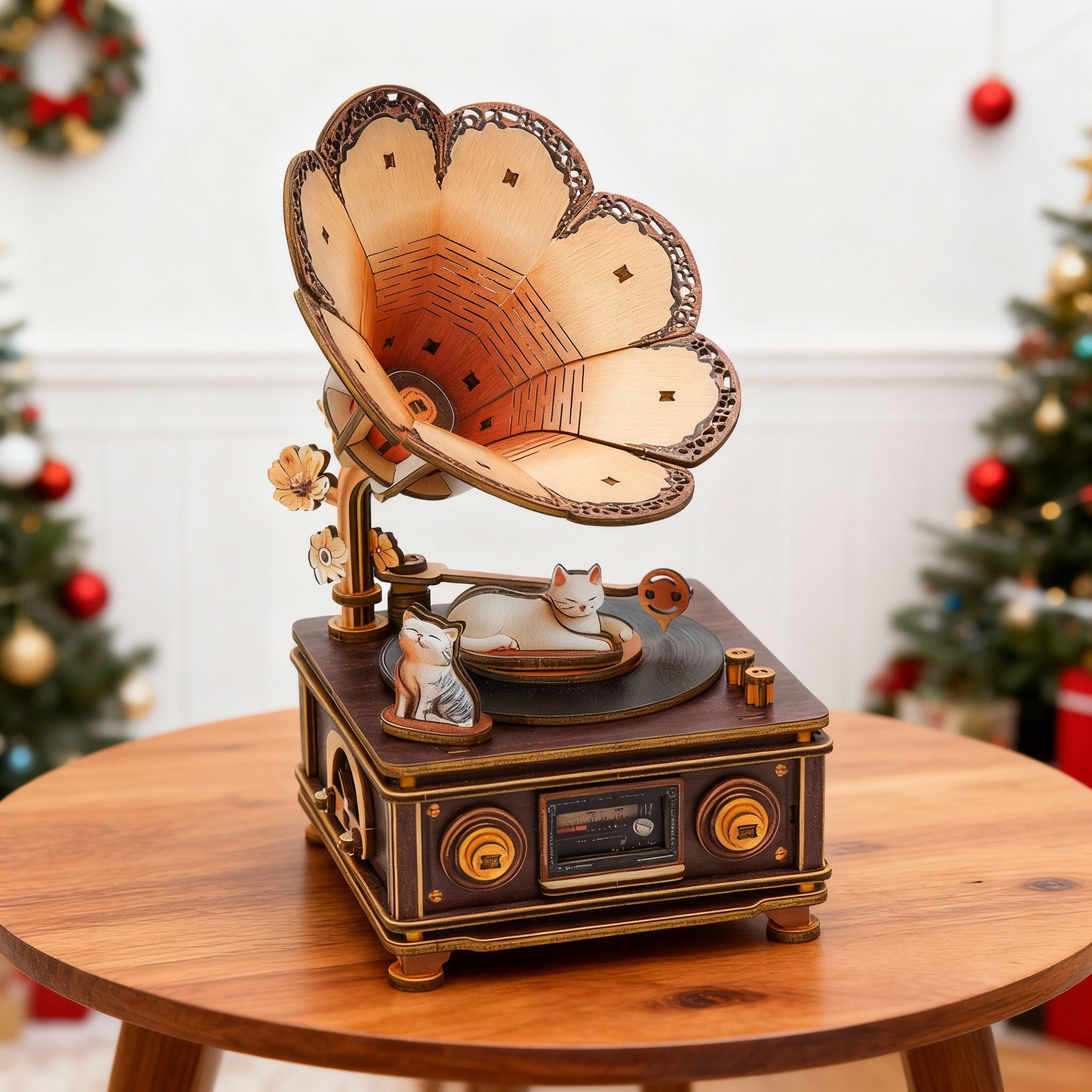 DIY Cat Music Box | 3D Wooden Gramophone Puzzle Kit Gift – CUTYWOOD