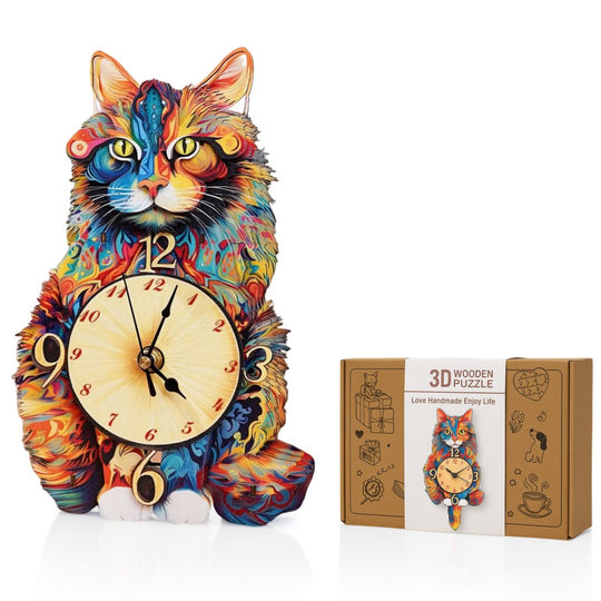 DIY Maine Coon Cat Clock Kit - 3D Wooden Puzzle for Cat Lovers ...