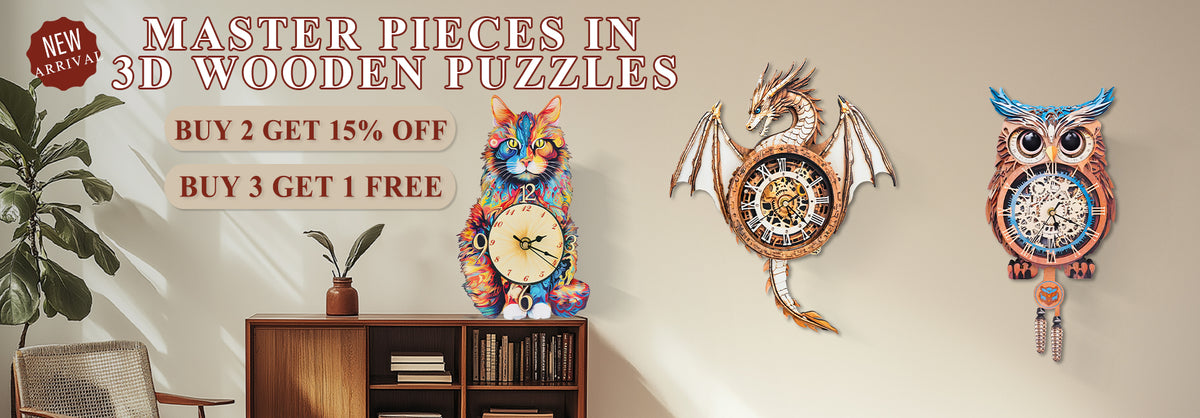 Wooden Puzzle Clock Kits - DIY 3D Clocks for Home Decor & Gifting ...